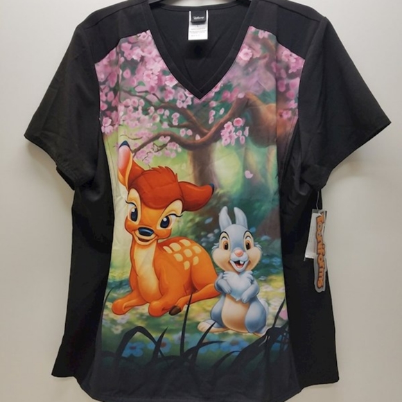 Cherokee | Tops | Disney Tooniforms Bambi Scrub Uniform Shirt Nwt ...
